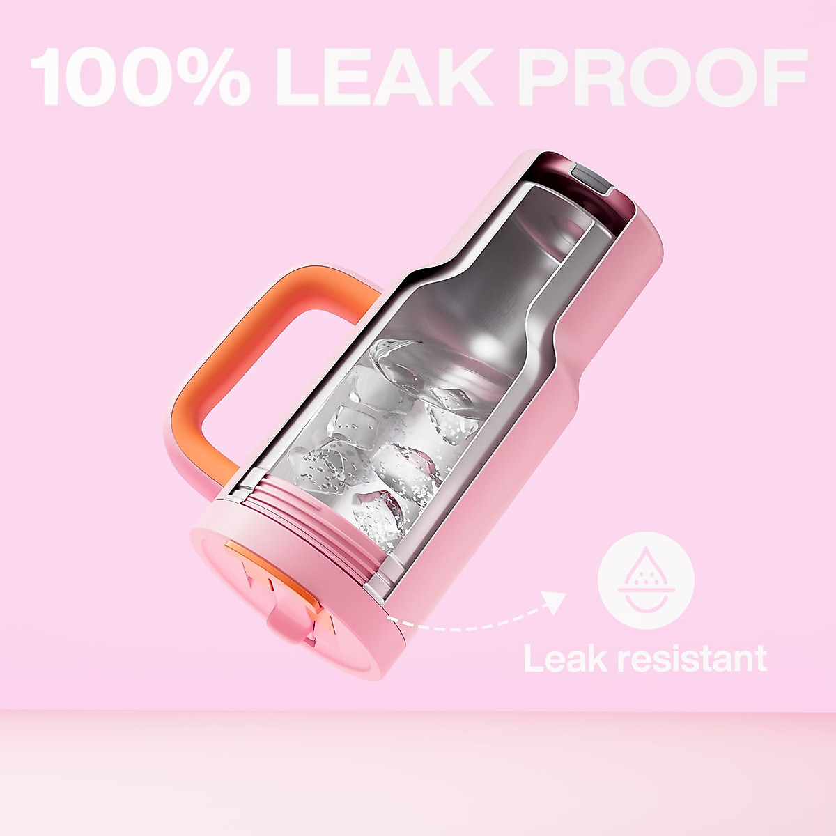 ENCOOL 32 oz Tumbler with Handle and Flip Straw, 100% Resistant Tumbler with Lid and Straw, Insulated Stainless Steel Travel Coffee Mug, Keeps Cold for 24 Hours, Cup Holder Friendly (Jade)