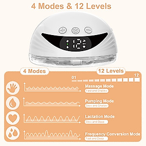 Toogel Wearable Breast Pump Hands Free: Wireless Breast Pump for Breastfeeding with 4 Modes & 12 Levels, Low Noise, Portable Electric Breast Pump with 19mm/21mm/24mm Flange, 210ml Capacity