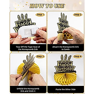9 Pcs 40th Birthday Decoration for Men Women Happy 40th Birthday Table Decorations Cheers to 40th Honeycomb Centerpieces 1983 Birthday Party Decorations Black and Gold 40th Birthday Party Favors