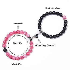 Leatic Magnetic Couple Bracelets Relationship Distance Bracelet Heart Energy Stone Beads Gemstone Beaded Agate Matching Bracelets For Couples Friendship Best Friend Boyfriend And Girlfriend
