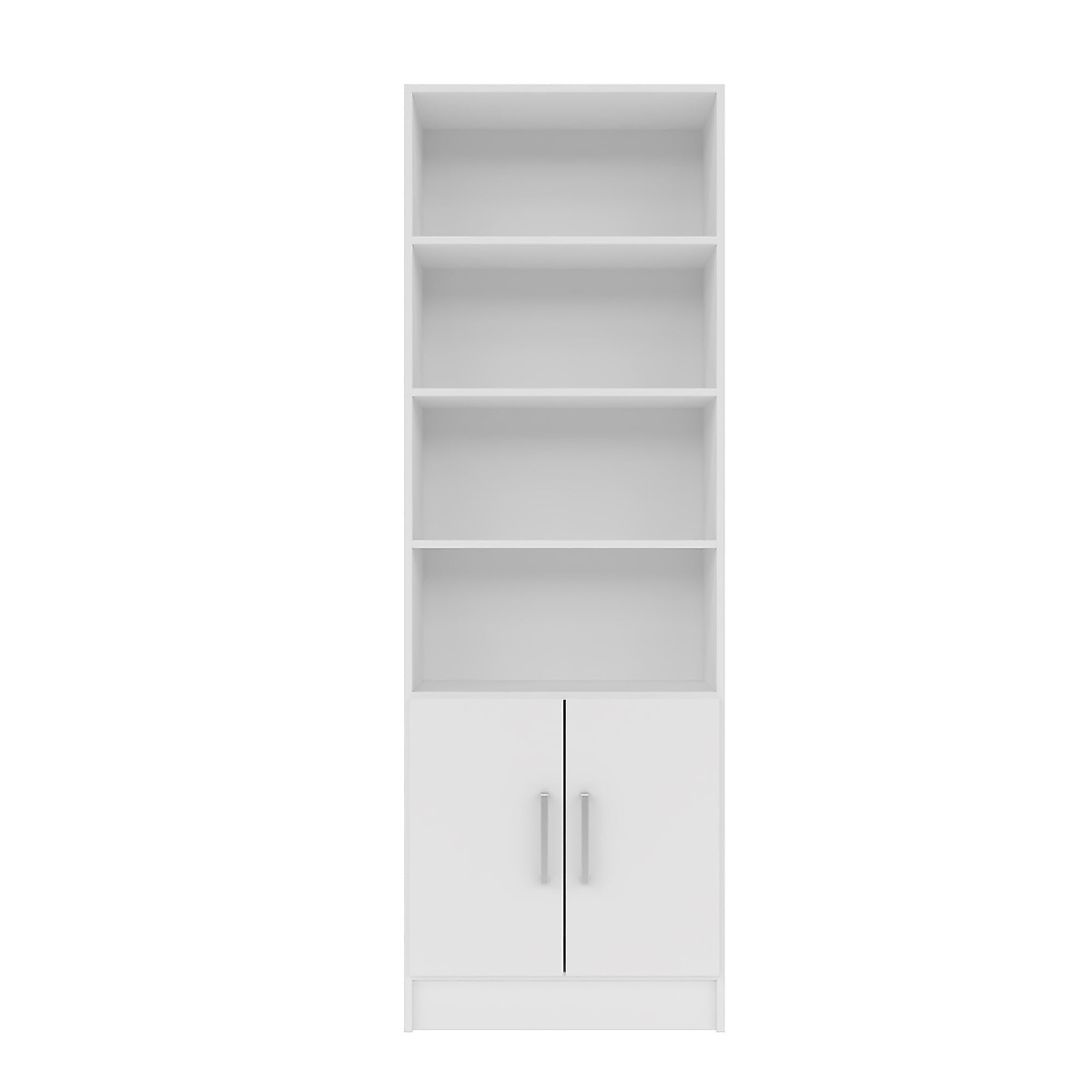 Manhattan Comfort Catarina Bookshelf Cabinet with Display Shelves and Doors for Hidden Storage, 71" Tall Bookcase, Easy Assembly, Stylish and Functional, Mid Century Modern Furniture, White