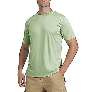 KEFITEVD Men's Hiking Shirts Short Shirts UPF 50+ Sun Protection Shirts Dry Fit Moisture Wicking T-Shirts for Workout,Travel,Camping Light Green