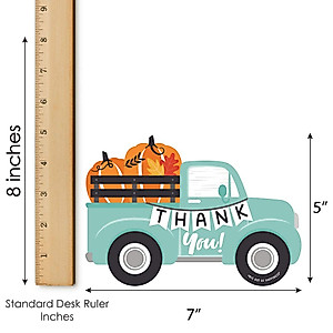 Big Dot of Happiness Happy Fall Truck - Shaped Thank You Cards - Harvest Pumpkin Party Thank You Note Cards with Envelopes - Set of 12