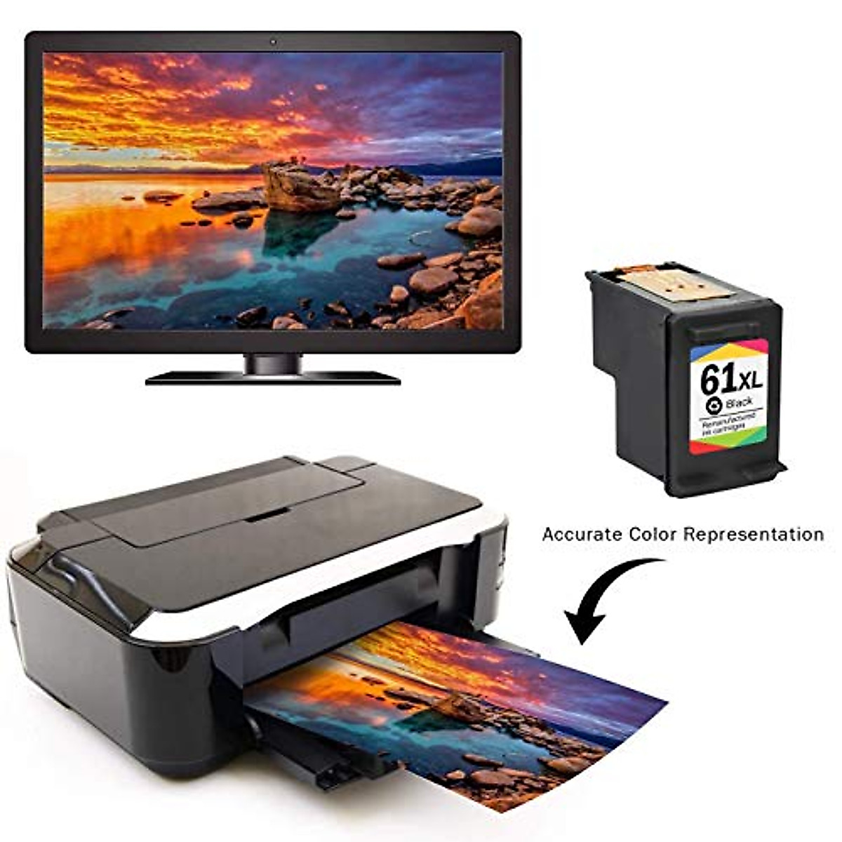 Limeink Remanufactured Ink Cartridge Replacement 61XL High Yield for HP 1000 1010 1050 1055 1510 1512 2000 2050 2510 2512 2514 2540 2542 2543 2549 3000 3050 3050A 3051A 3052A 3052A 3054A Envy -1 Black