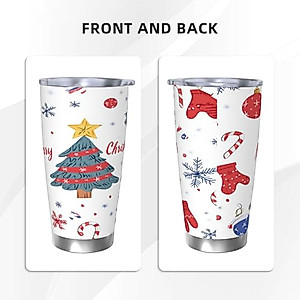 AYCZN Christmas Tree Snowflake 20 OZ Tumbler Stainless Steel Travel Coffee Mug, Xmas Insulated Water Bottle with Lid and Straws Leakproof Thermal Cup