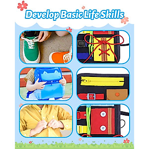 Gojmzo Busy Board Montessori Toys for Toddlers Sensory Toys Gifts for 1 2 3 4 Year Old Boys & Girls Preschool Toddler Activities Educational Travel Toy Learning Basic Dress Skills