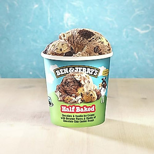 Ben & Jerry's Half Baked Chocolate & Vanilla Ice Cream Pint Non-GMO 16 oz
