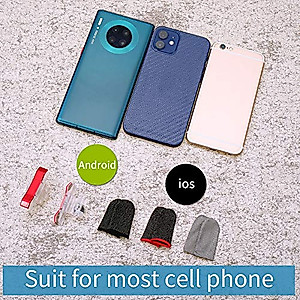 18 Pieces Mobile Gaming Finger Sleeves Touchscreen Finger Sleeve Anti-Sweat Breathable Finger Sleeve and 4 Pieces Aim Buttons for Playing Mobile Phone Games