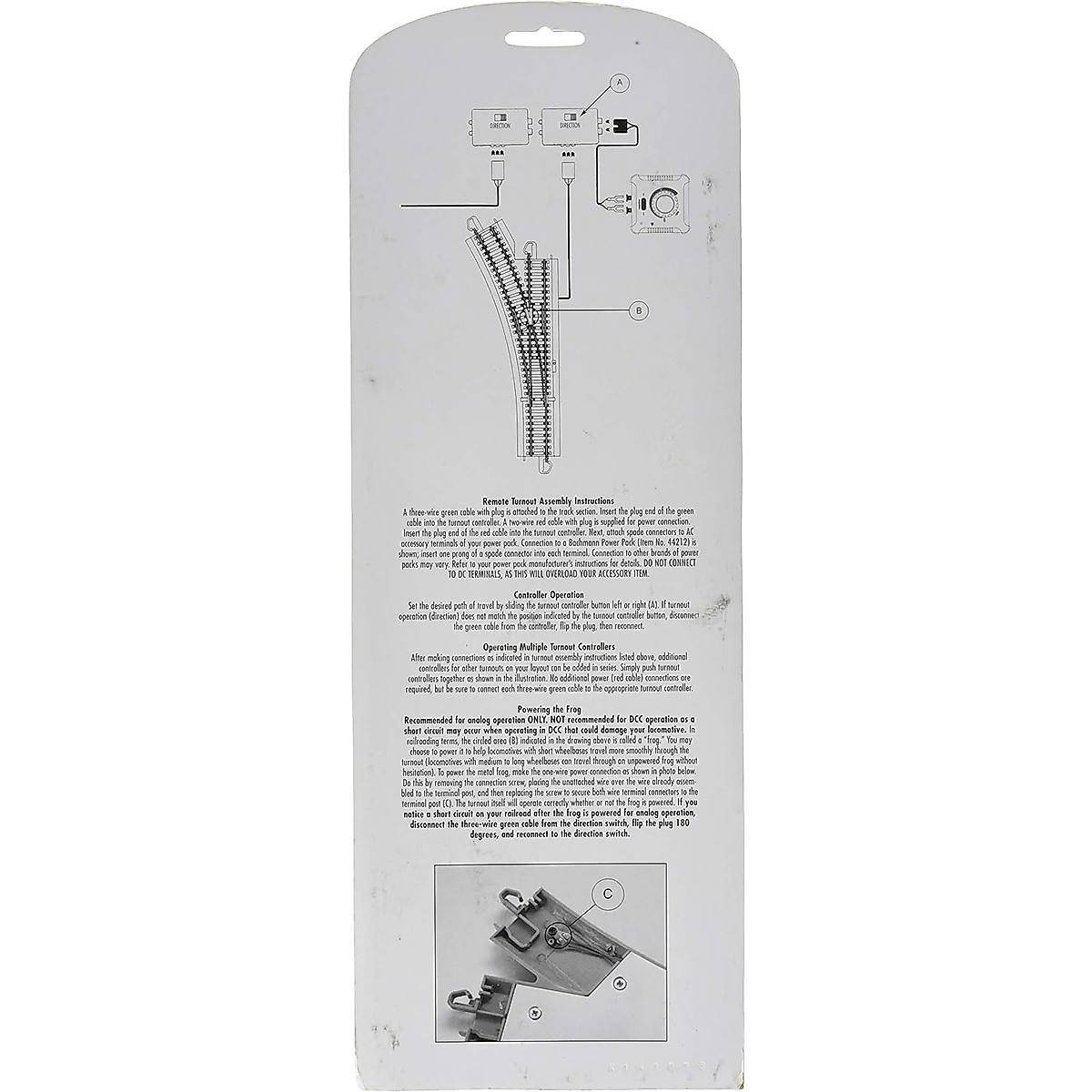 Bachmann Industries E-Z Track 6 Single Crossover Turnout - Left (1/card) N Scale, Grey