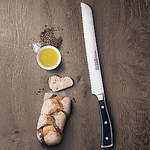 Wüsthof Classic IKON 9" Double Serrated Bread Knife, Black
