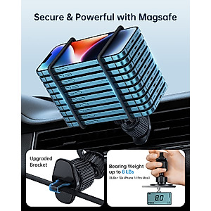 UBeesize Magnetic Car Mount Holder | 360° Rotation for iPhone 12/13/14 and More | for Air Vent & Desk & Dashboard Mount | 18 N52 Magnets for Magsafe | Safe and Easy One-Handed Operation