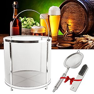 psler 13.8×13.8 inch (35×35cm) Wine Beer Dry Hops Filter Brewing Hopper Strainer 300 Micron Mesh Barrel Brewing Grain Basket Strainer for Homebrew Hops Wine Beer Tea Kettle Brew Filter
