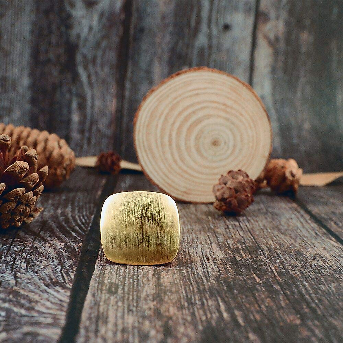 Aprilery Gold and Silver Rings for Women, Chunky Signet Statement Rings Gold Plated Band Ring Wide Metal Square Rings Cocktail Costume Jewelry for Her