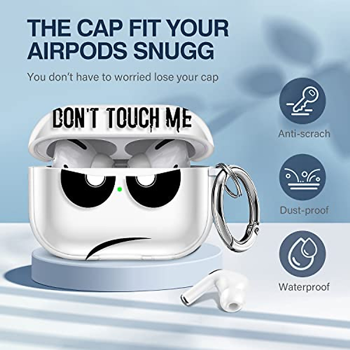 Youtec for Airpods Pro Case, Don't Touch Me for Airpods Pro Cover with Keychain Soft Cute Shockproof Cover for Women Men Compatible with for Airpods Pro 2019 Charging Case -Transparent