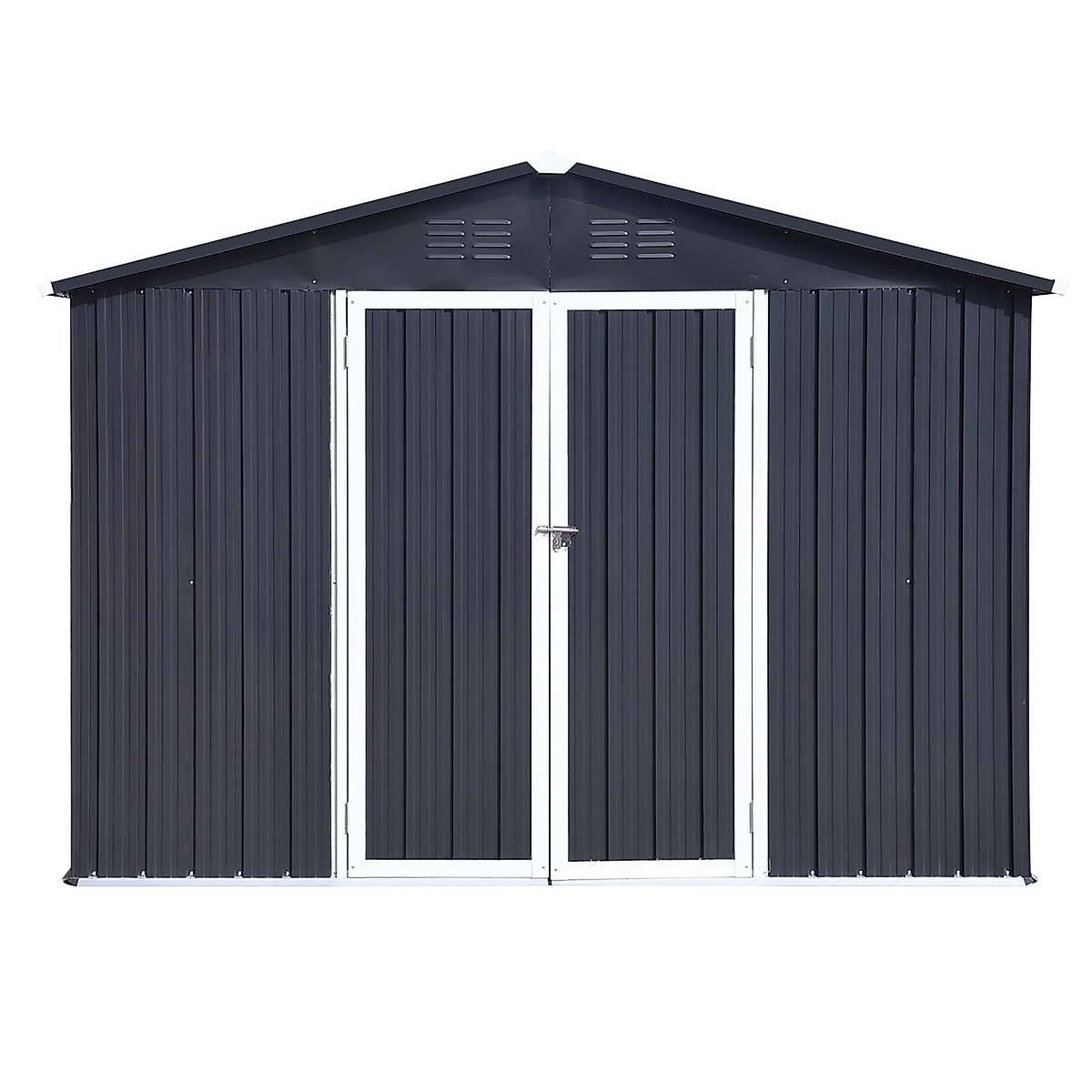 Goohome Sheds & Outdoor Storage, 10ftx8ft Metal Outside Garden Storage Shed Galvanized Steel w/Lockable Door, Punched Vents, Spacious Roof Design House Garden Tool Storage Shed for Backyard, Bike Shed