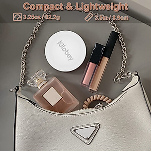 Kilobey Compact Mirror with Light, LED Lighted Travel Makeup Mirror 1x/10x Magnifying Mirror Rechargeable Portable Pocket Mirror 3.5in Double Sided Folding Round Mirror for Handbag, Purse