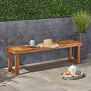 Christopher Knight Home Nestor Outdoor Acacia Wood Bench by Sandblast Natural
