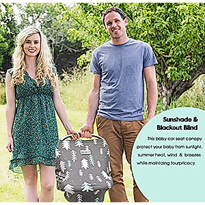 Baby-Car-Seat-Covers-ACRABROS Multifunctional Infant Car Seat Canopy,Nursing Cover Breastfeeding Scarf Soft Breathable Stretchy 360 Coverage,for Boys Girls,Gray