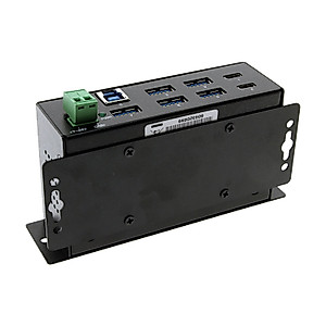 Coolgear USB-C 7 Port Hub 2X Type-C 5X Type-A - DIN Rail - Power Adapter