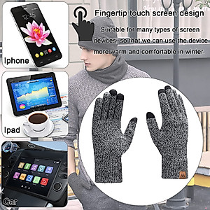 Mens Winter Hat Scarf Gloves 3 in 1, Fleece Lined Thick Warm Beanie Hats Set, Knit Slouchy Skull Caps (Grey)