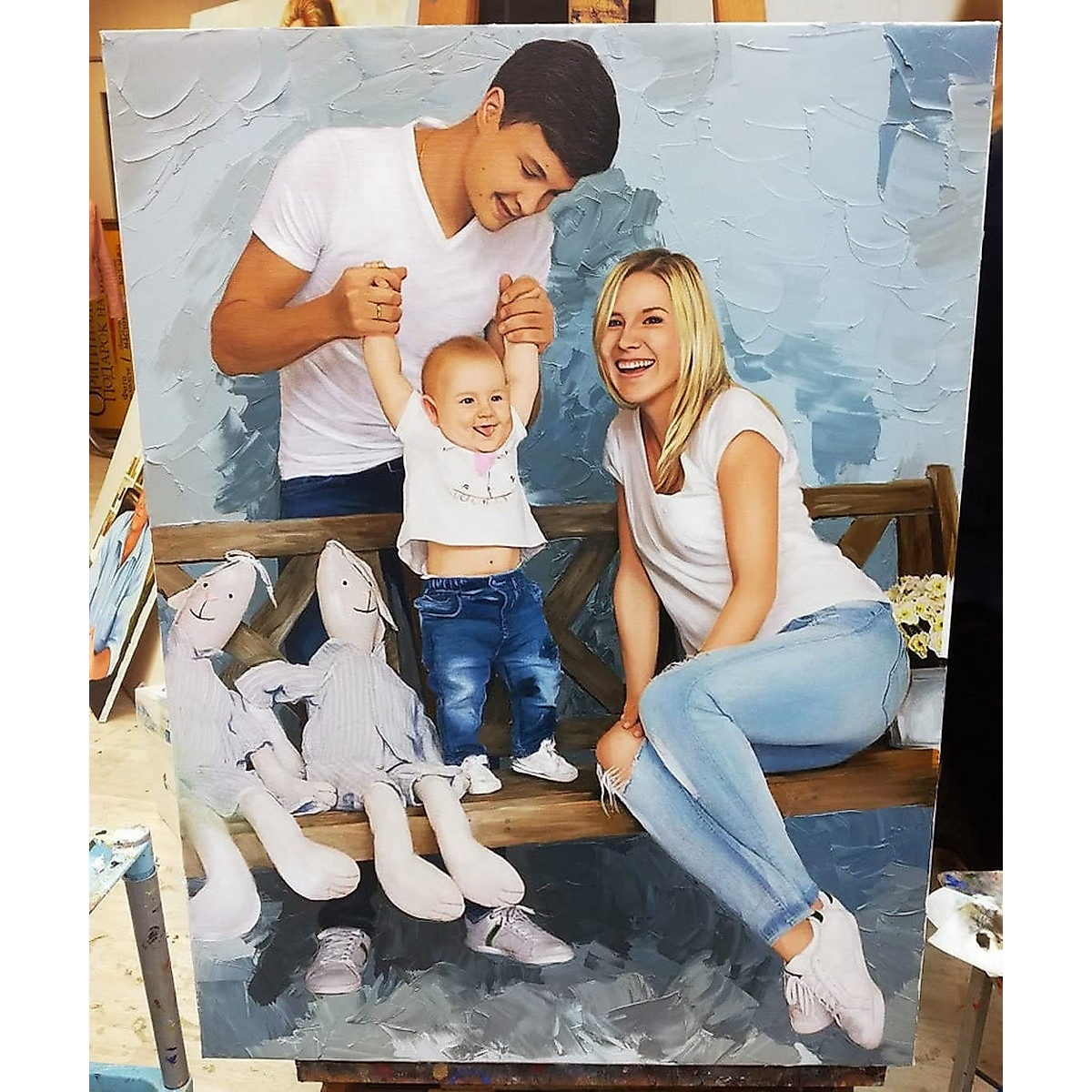 100% Handmade Personalized Picture Custom Canvas Oil Painting from Your Photos - Customize Portrait Your Space with Canvas Wall Art Paintings (Un-Frame,H24xW16inch(60x40cm))