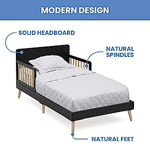Delta Children Logan Wood Toddler Bed, Greenguard Gold Certified, Midnight Grey/Natural