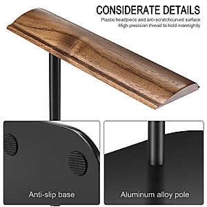G GVOEARS Headphone Stand, Walnut Wood Headset Stand, Support Dual Headphones Suspension & Aluminum Alloy Support Rod Hanger, Dual Headphones Stand,Headset Holder