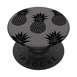Black Pineapple Pattern Gray PopSockets Swappable PopGrip