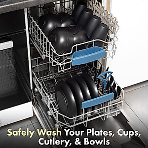 Wheat Straw Dinnerware Set, Plates and Bowls Sets, Plates, Bowls, Cups, Cutlery Set, Service for 4, Lightweight Unbreakable Plastic Dinnerware Sets, Dishwasher Microwave Safe (regular version)