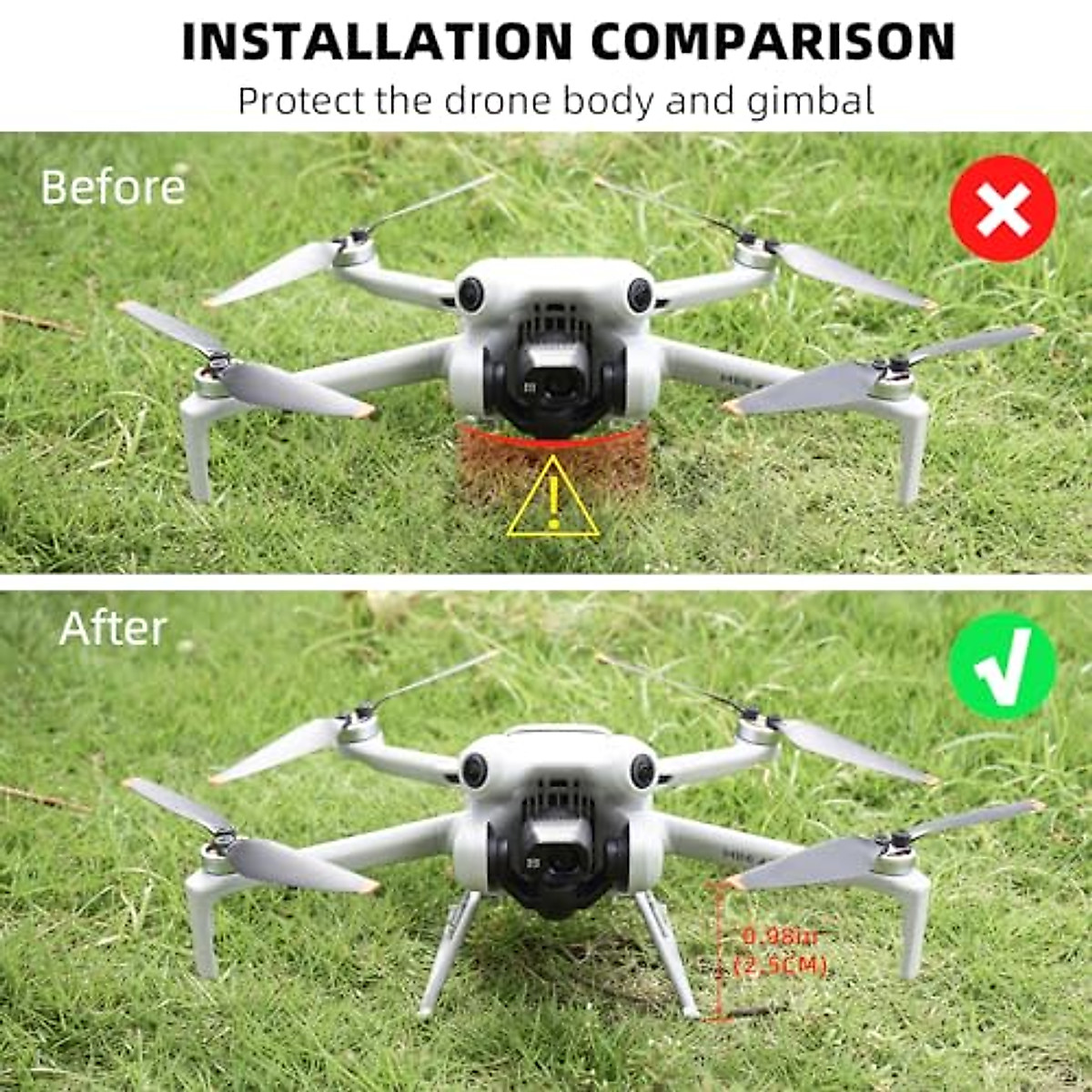 HeiyRC Mini 4 Pro Landing Gear, Folding Extensions Leg Stand Protector for DJI Mini 4 Pro Drone Accessories (Orange) - Easy to Store, no Need to disassemble