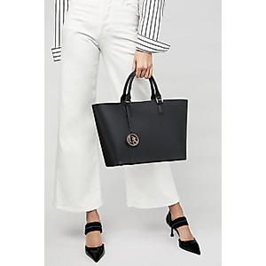 Dasein Women Satchel Purse Handbag Shoulder Bag Work Tote Bag with Matching Clutch