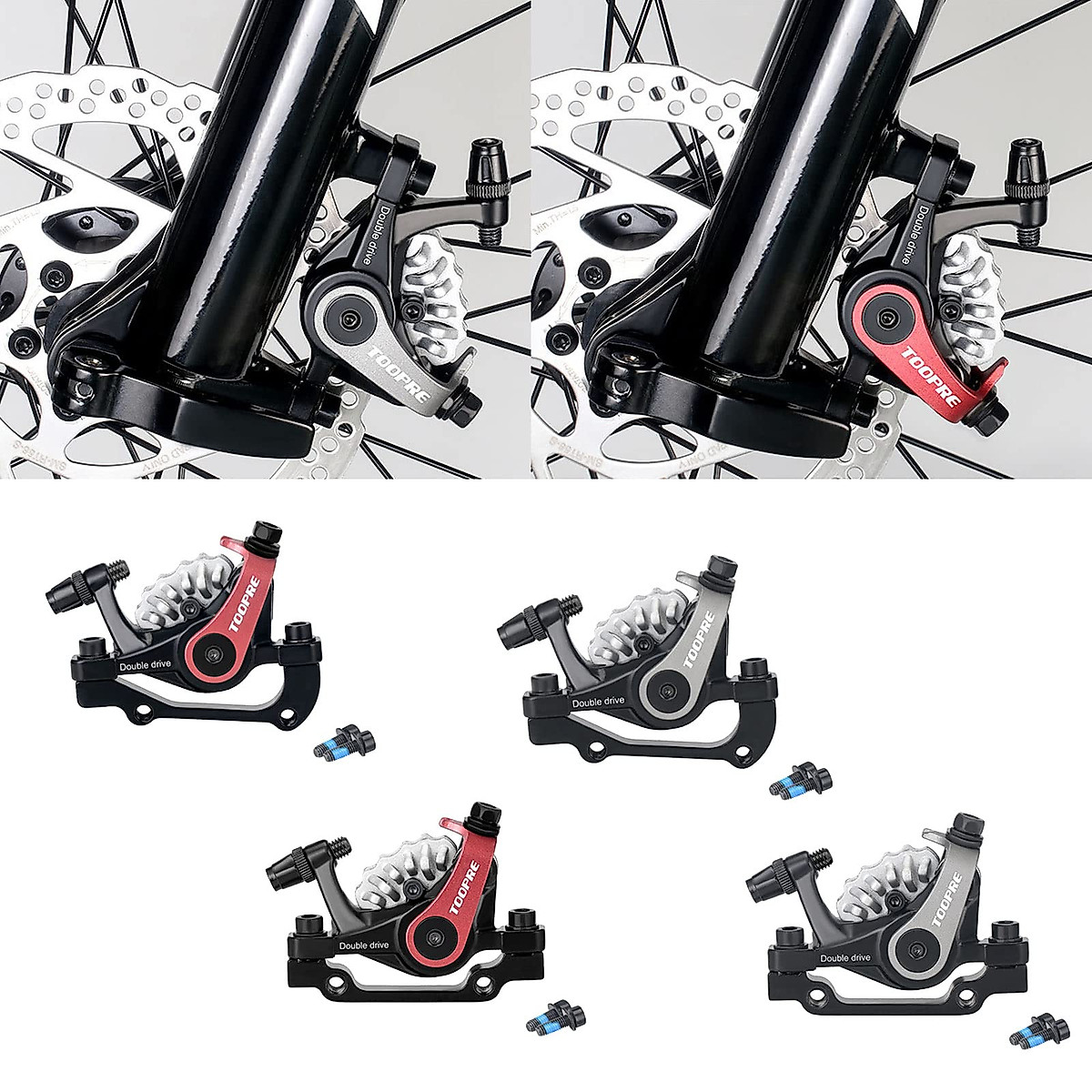 Aluminium Alloy Mechanical Disc Brake E-Bikes Bilateral Piston Drive Mountain Bikes Double Drive Front Disc Brake Set Front And Rear Disc Brakes Bike Disc Calipers Mountain Bike Double Drive Front Set
