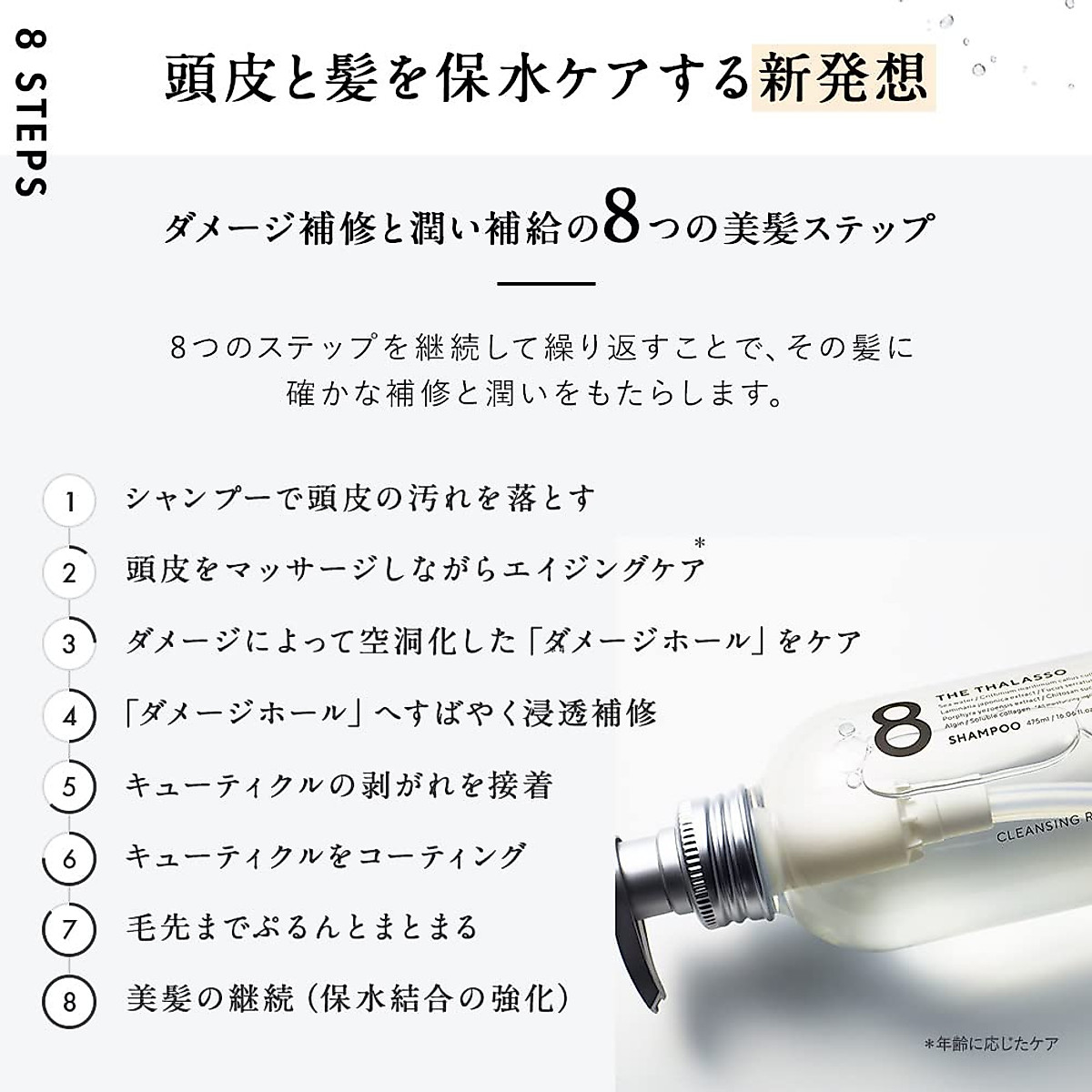 8 THE THALASSO Moist Series Conditioner for Normal to Dry Hair, with High Thalasso Stem Cells, Deep Sea Water & Marine Collagen, Chemical-Free, Hydrating & Repairing, 475mL /16.06 fl oz