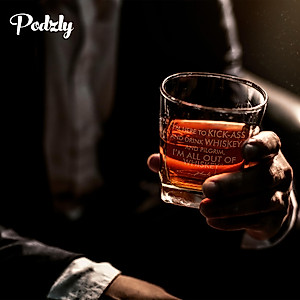 Whiskey Cocktail Glass with John Wayne Quote, Unique Bourbon Glasses, Perfect, Fun, and Ideal Gift for Dads or Grandfather, With Thick Bottom Double Old-fashioned - 10 oz