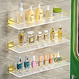 LUOBAO Acrylic Bathroom Rack,Acrylic Bathroom Shelves, Wall Mounted Acrylic Bathroom Rack,Floating Shower Corner Shelf,Shower Shelves for for Storage & Display