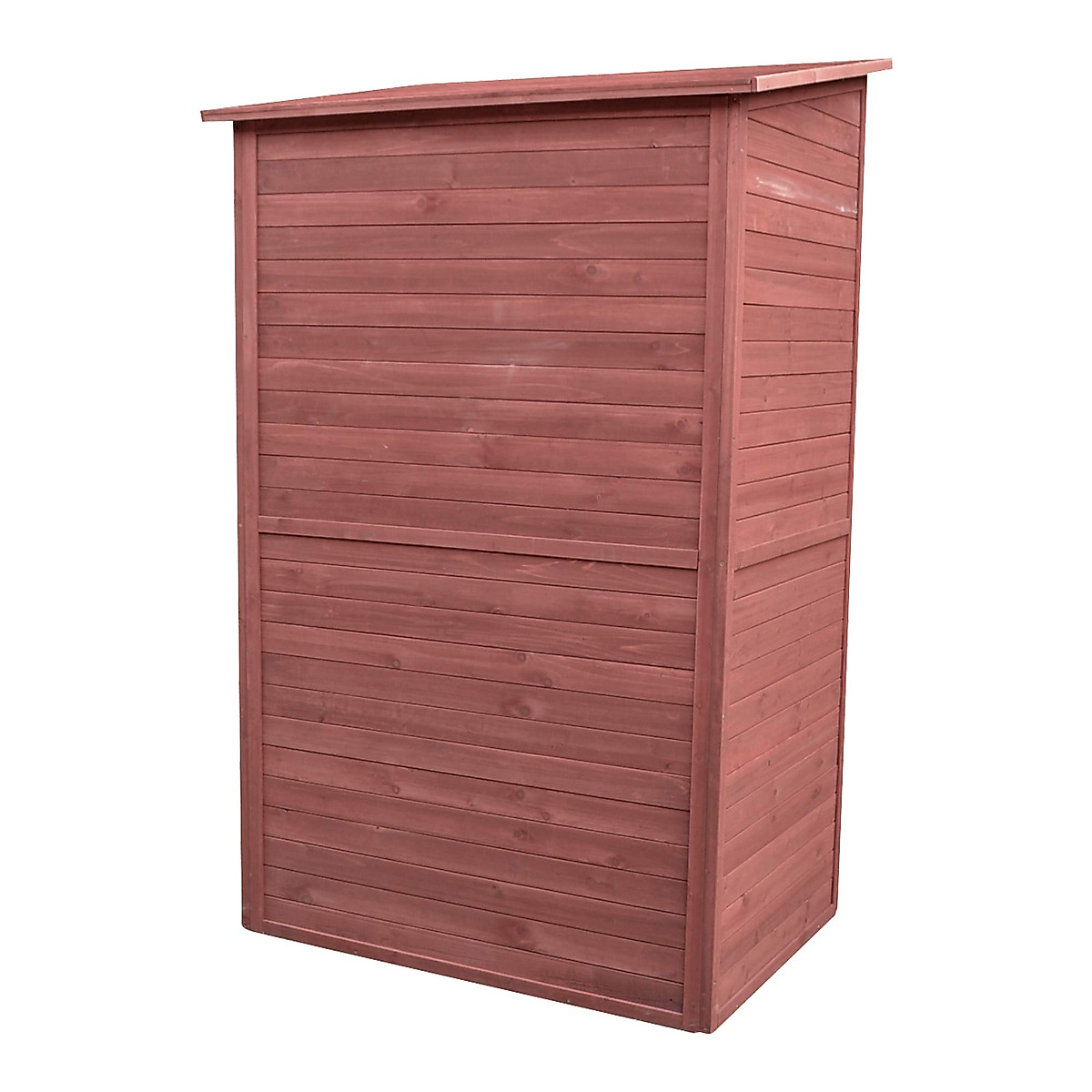 Leisure Season DSS8721 Deep Storage Shed with Drop Table - Brown - Tall Outdoor Wooden Box Lockers for Lawn, Garden, Backyard, Porch - 2 Interior Shelves for Supplies, Tools - Weatherproof Organizer