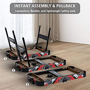 RayChee Foldable Powered Air Hockey Table, 48” Indoor Hockey Table Sports Gaming Set w/2 Pucks, 2 Pushers, LED Scoreboard, Powerful Fan Motor for Adults and Kids, Home Game Room (Red)