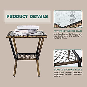 SENSWEET Outdoor Wicker Rocking Chairs Set of 2, Rattan Patio Rocking Chairs, All-Weather Rocking Lawn Wicker Furniture for Porch Deck Garden Backyard (Brown)