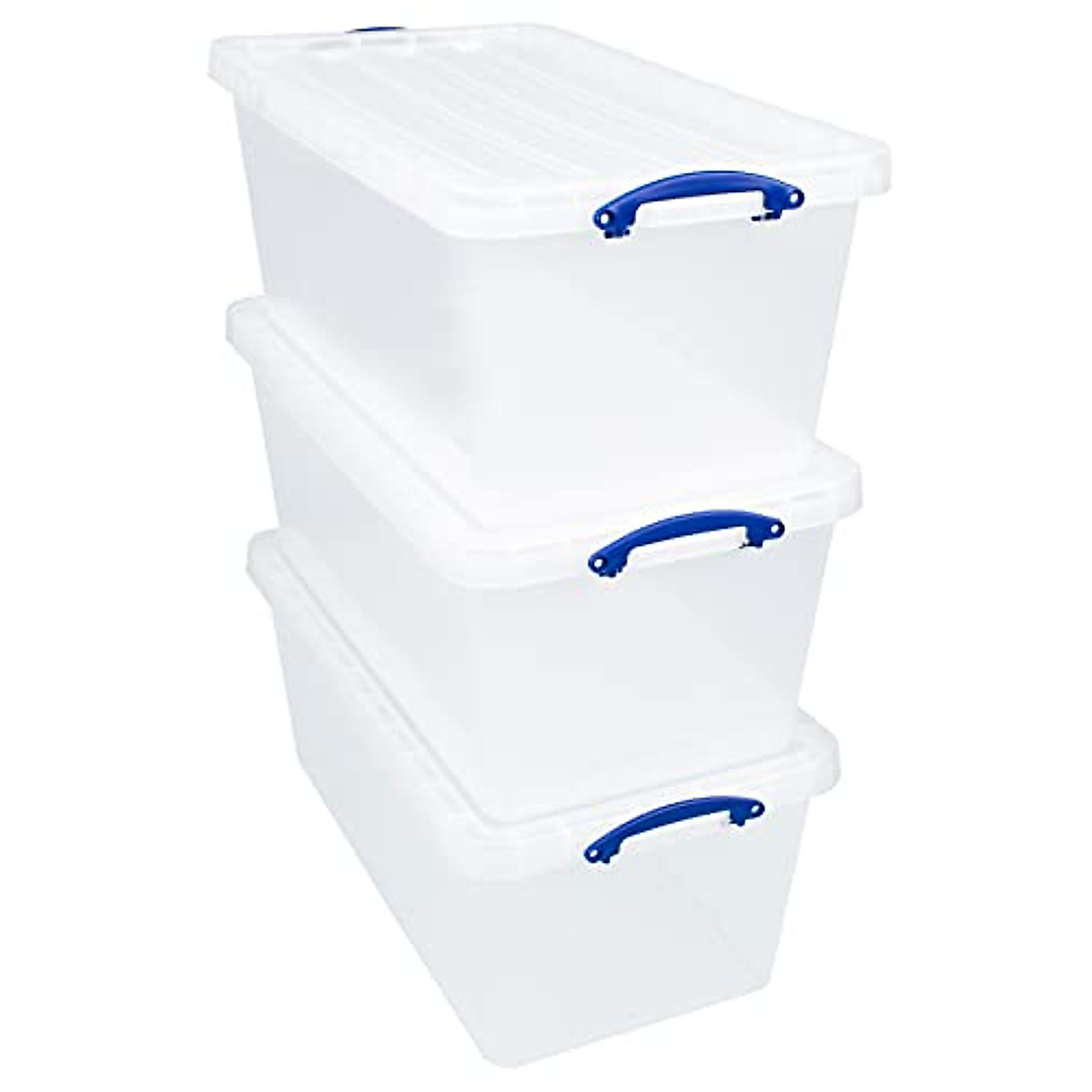 Really Useful Plastic Storage Box 82 Litre Clear (Pack of 3)