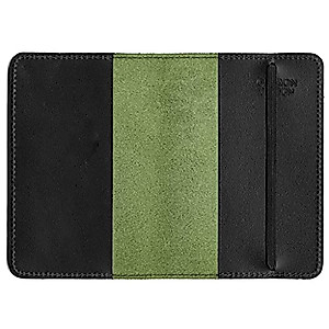 Oberon Design Dragonfly Pond Pocket Notebook Cover, Fits Many 5.5 x 3.5 Inch Notebooks, Embossed Genuine Leather, Fern Color, Made in the USA