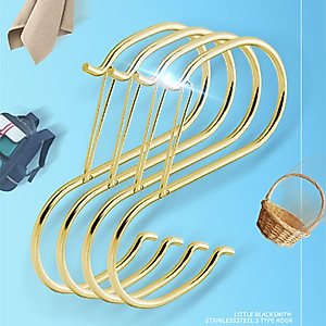 HCTESCO 4.96inch Gold Large S Hooks for Hanging Heavy Duty - Perfect for Plants, Closets, and More! (16)