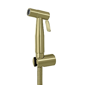 ZLOCYIVHE Brushed Gold Toilet Bidet Sprayer, Wall Mounted Handheld Bidet Faucet, Bathroom Cloth Diaper Handheld Sprayer Kit,Spray Gun Set with Angle Valve(Spray Gun Set)