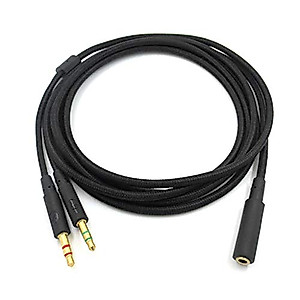 3.5mm Universal 2 in 1 Gaming Headset Audio- Extend Cable for Cloud II/Alpha-/Cloud Flight/Core Headphone for Computer (200cm)