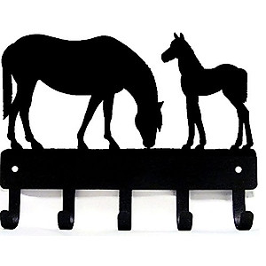 The Metal Peddler Horse and Foal Key Rack - Small 6 inch Wide - Made in USA