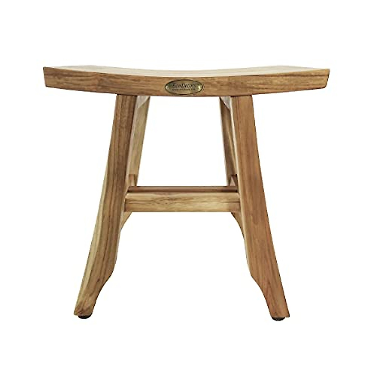 EcoDecors Satori Teak Wood Shower Shaving Foot Rest Stool Natural Rustic Finish - 10" D x 14" W x 15" H