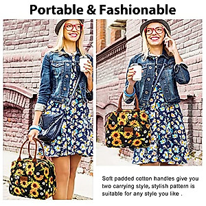 Idle Hippo Lunch Bags for Women Insulated Lunch Box Cooler Tote Bag with Front Pocket Reusable Lunch Bag for Men Adults Girls Work Hiking Picnic - Sunflower