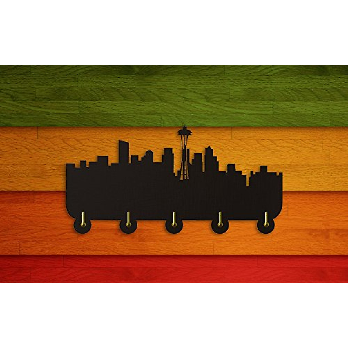 The Geeky Days America Seattle Skyline Tourist Attraction Wall Hooks Coat Hanger Household Decor Modern Wall Decor Bedroom Bathroom Door Clothes Robe Towel Hooks