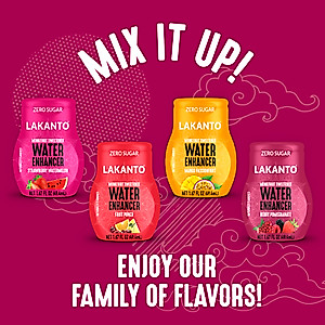 Lakanto Sugar Free Water Enhancer - Sweetened with Monk Fruit Sweetener and Erythritol, On the Go Liquid H2O Hydration, Zero Sugar, Naturally Flavored - Berry Pomegranate (1.67 fl oz - Pack of 6)