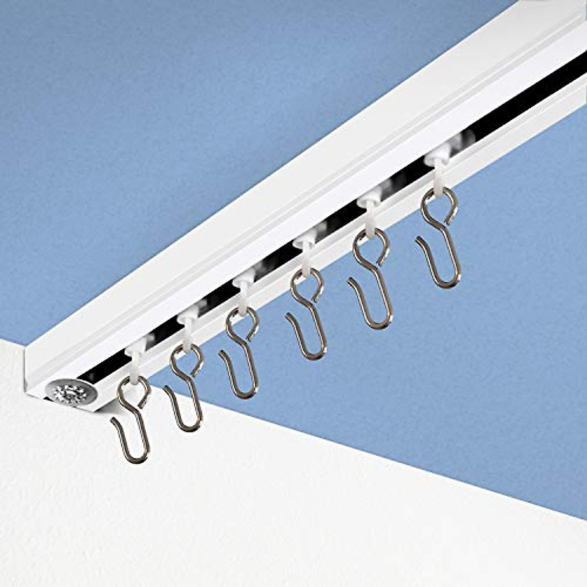 Room/Dividers/Now Ceiling Curtain Track Set - Comes with Track, Roller Hooks, Installation Hardware, Saw, and End Cap and Curtain Rail Ceiling Gliders Set - Plastic Body and Wheels with Steel Hook