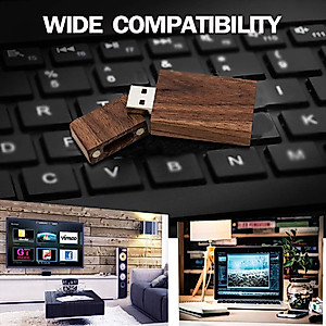 2GB Wooden USB Flash Drives 100 Pack, EASTBULL Bulk Flash Drives Walnut Wooden Thumb Drives Pack High Speed 2.0 for Date Storage (Dark Brown)